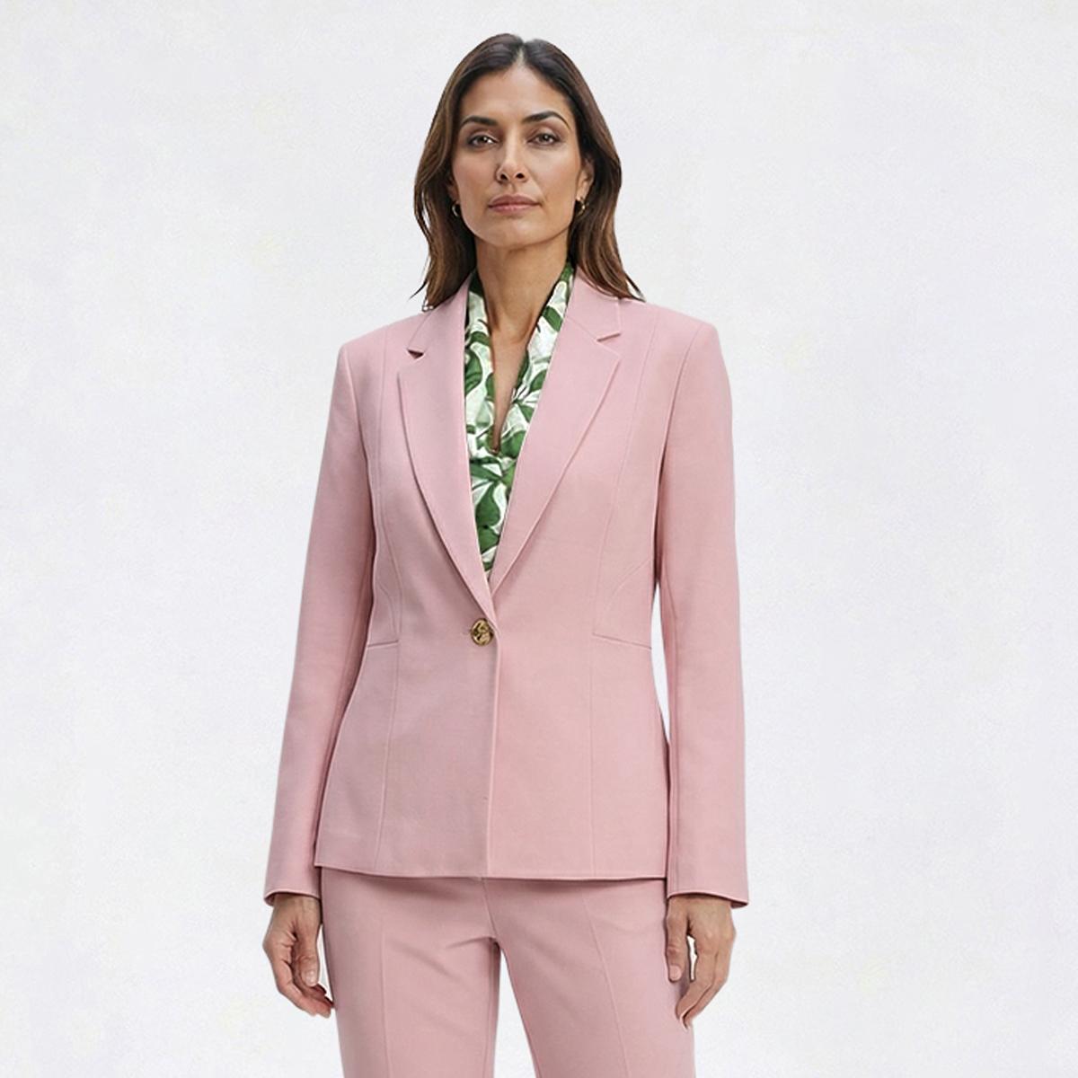 Kasper Stretch Crepe One-Button Jacket  Regular & Petite - Tutu Pink